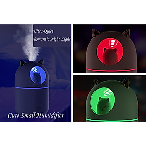 Portable Small Humidifier, 300ml Mini Cool Mist Humidifier with Night Light, USB Personal Humidifier Auto Shut-Off, Ultra-Quiet, 2 Spray Modes, Suitable for Home Office Travel(green)