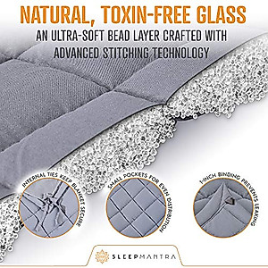 Adult Weighted-Blanket 15 lbs Gray - 60''x80'' Heavy Full/Queen Size 2 Piece Set, Glass Beads Filled Premium Calming Weighted Blanket with Soft Removable Cotton Mink Duvet Cover