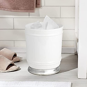 Popular Bath Waste Basket, Isabella Collection, White/Chrome