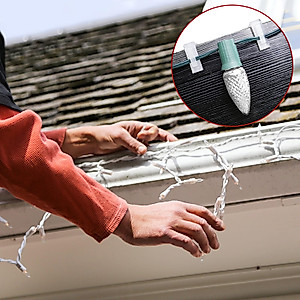 CXLHO 50 Pieces Christmas Holiday Light Hanger Hooks, 1.62" Fascia Boards Clips White, Plastic Holiday Light Clips for C7, C9, Mini String Lights Outdoor Roof Roofline Deck Eave Christmas Decoration