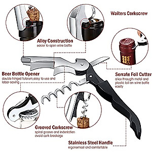 16 Pieces Wine Keys Opener Black Travel Corkscrew Wine Opener Waiter Corkscrew Wine Opener Beer Bottle Opener Bartender Key Wine Opener for Home Office Kitchen Restaurant Bar Applications