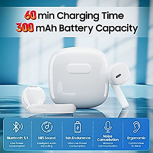 ESSPOMNCE Wireless Earbuds Bluetooth Headphones 36H Play Time 5.0 Bluetooth with Wireless Charging Case, IPX6 Waterproof Sweat-Proof Earphones True Wireless Earbuds, in-Ear Earbuds for Working Sports