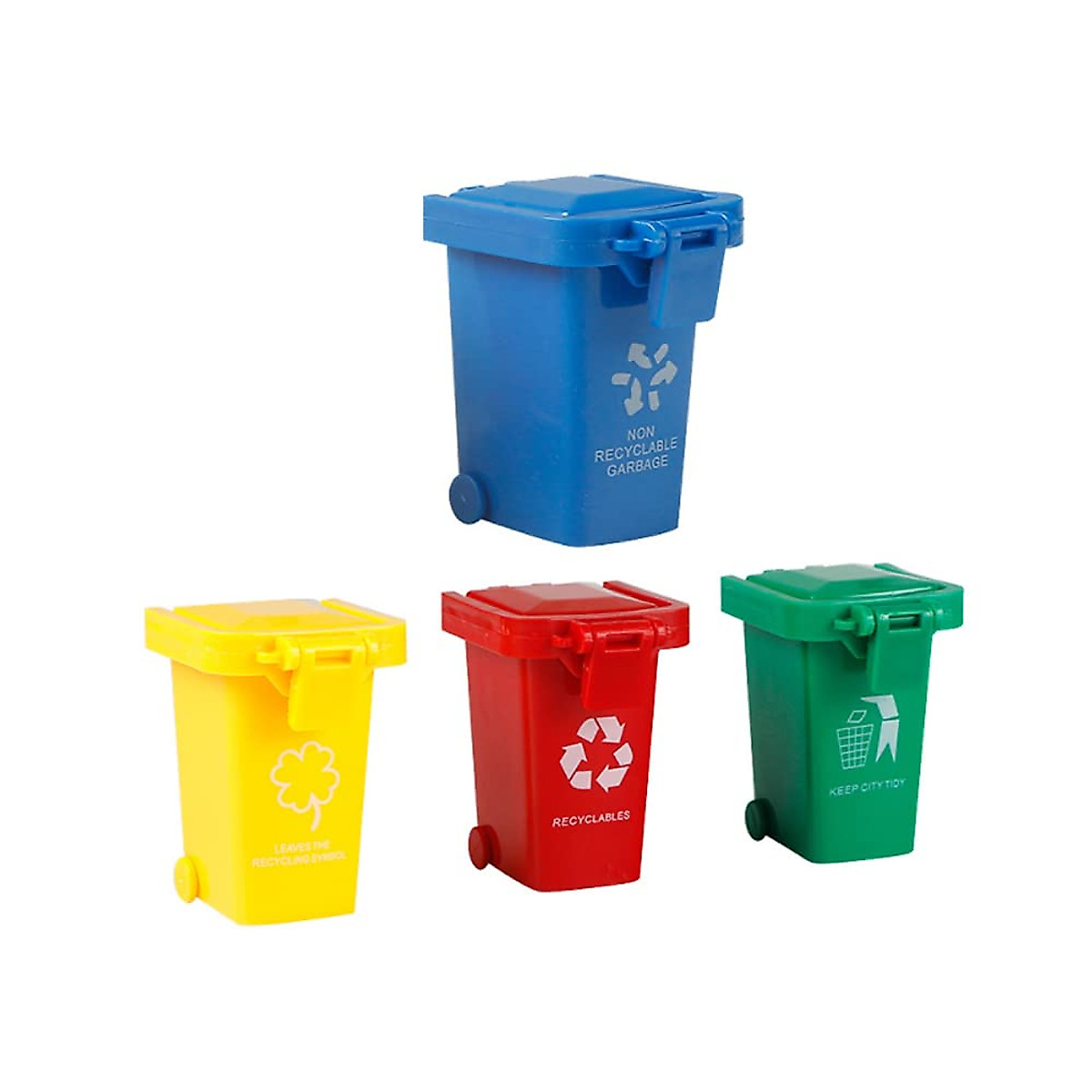 AITING Kids Push Toy Vehicles Garbage Truck's Trash Cans Toys Mini Curbside Vehicle Garbage Bin