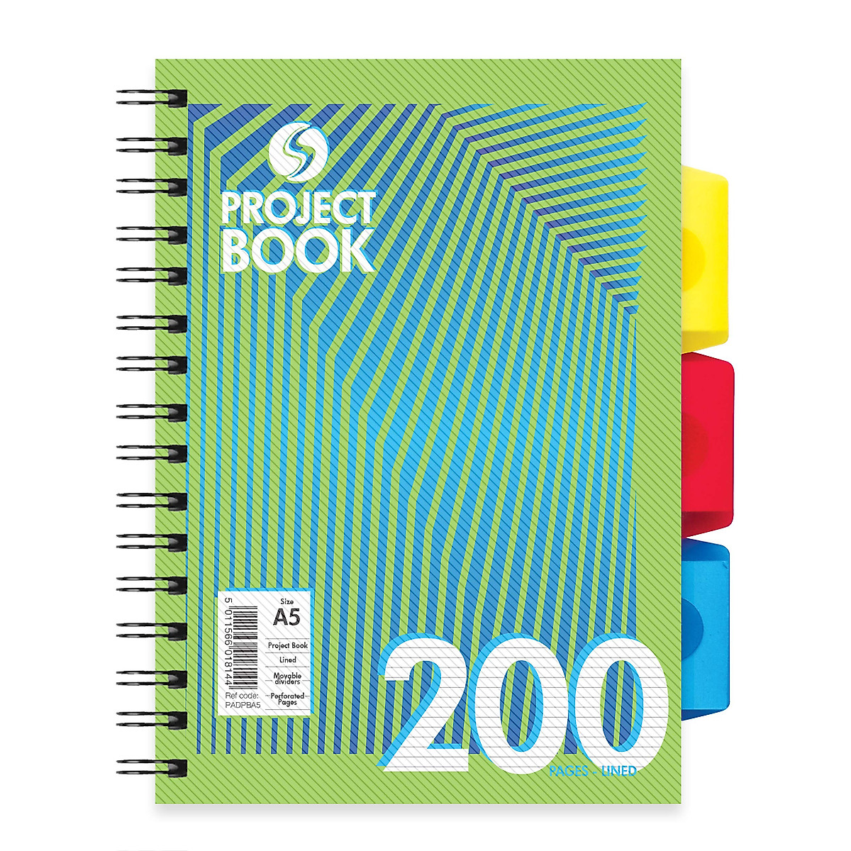 Silvine Daze 200 Page A5 Subject Books with 3 Moveable Dividers [Assorted Pack of 3]