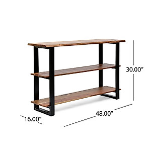 Christopher Knight Home 313611 Console Table, Black + Natural 16 in x 48 in x 30 in
