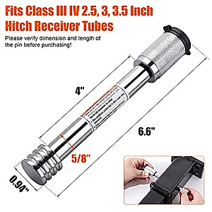 CZC AUTO Trailer Hitch Lock 5/8" Dia, Locking Hitch Pin 4" Super Extra Long Chrome Coated Hitch Pin with Keys for Class III IV to Hitch Bike Rack Tray Ball Tow Rope for Trailer Truck Car Boat