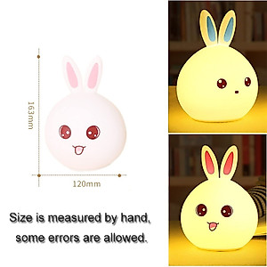 Cute Silicone Rabbit Night Light, USB Rechargeable Rabbit LED Soft Silicone Touch Sensor Bedside Pat Lamp for Children Baby Kids Gift Room Decor Lamps