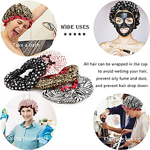 TCOTBE 4 Pieces Shower Cap for Women, Elastic and Reusable, Environmental Protection Hair Bath Caps, Double Waterproof Layers Bathing Hat