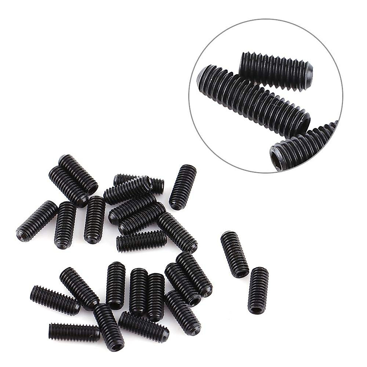 200pcs Screws, M3 Black Carbon Steel Socket Cup Point Grub Set Screw Assortment
