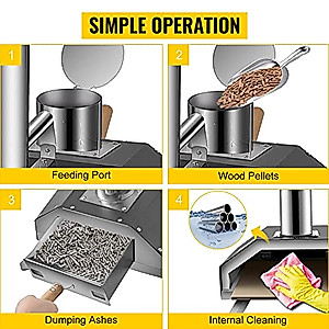 VEVOR Portable Pizza Oven, 12" Pellet Pizza Oven, Stainless Steel Pizza Oven Outdoor, Wood Burning Pizza Oven w/Foldable Feet Portable Wood Oven w/Complete Accessories & Pizza Bag for Outdoor Cooking