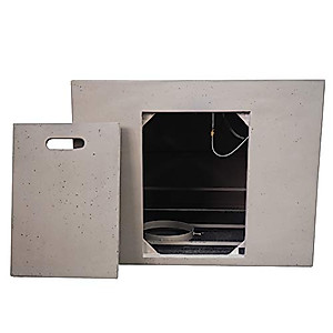 Leo Outdoor 31" Square Light Weight Concrete Gas Burning Fire Pit, Light Gray