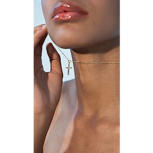 Miabella Italian 925 Sterling Silver or 18Kt Yellow Gold Over Silver Cross Necklace for Women, Small Cross Pendant on 18 Inch Chain Made in Italy (sterling silver)