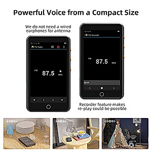 64G Mp3 Player with Bluetooth, Mp4/Story Player, Music Player, Supports FM Radio of High Volume Built-in Speaker, 4-Inch LCD Full Touch Screen, E-Book, Micro SD Card Slot Ups to 512GB (Black)