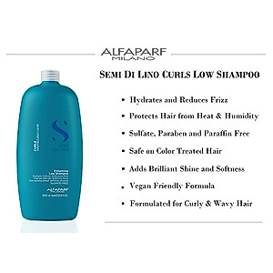 Alfaparf Milano Semi Di Lino Curl Enhancing Hair Shampoo - Anti Frizz Shampoo to Deeply Cleanse, Hydrate and Nourish Wavy & Textured Hair - Vegan, Frizz Control Hair Care Products (8.45 oz / 250 ml)