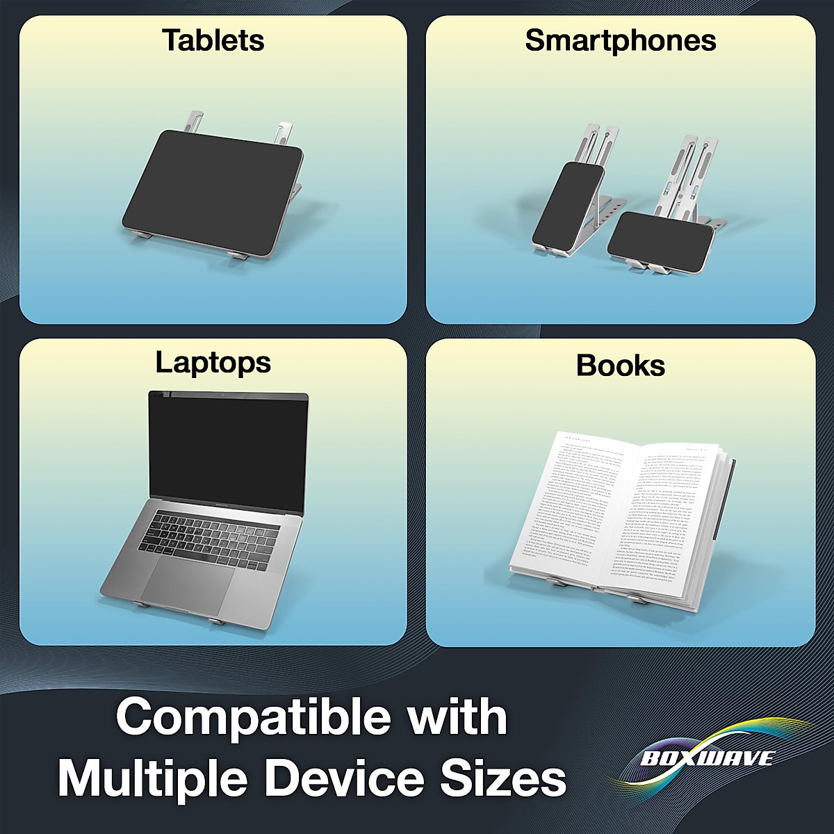 BoxWave Stand and Mount for HP Envy x360 Convertible (15m-ed1013dx) (Stand and Mount by BoxWave) - Compact QuickSwitch Laptop Stand, Portable, Multi Angle Viewing Stand - Metallic Silver