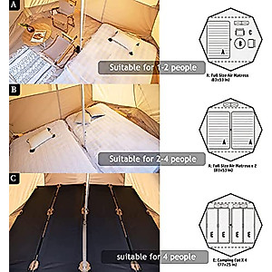 Baralir Outdoor Camping Tent Oxford Bell Tent Safari Tents Yurt Tent for Family with Cool Ventilation Mosquito Net Doors & Windows, Also Great for Winter with Zipper Full Closed