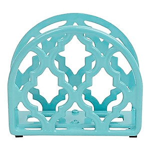 Lattice Collection Cast Iron Napkin Holder, By Home Basics (Turquoise) / Napkin Holders For Kitchen, Table Napkin Holder With Non-Skid Feet
