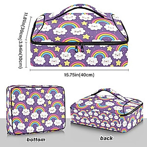 Kcldeci Insulated Thermal Food Carrier Insulated Casserole Carrier for Hot or Cold Food,Cute Cartoon Clouds Rainbows and Stars Insulated Tote Bag for Potluck Cookouts Parties Picnic,Lasagna Lugger