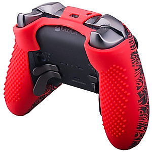 9CDeer 1 x Protective Customize Transfer Print Silicone Cover Skin Plants Red + 6 Thumb Grips Analog Caps for Xbox Elite Series 2 Controller