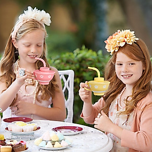 Zhehao Tea Cups with Straws and Lids, 9 oz Plastic Tea Cups Reusable Creative Party Tea Cups Bulk for Kids Birthday Baby Shower Princess Tea Party Supplies(12 Pieces)