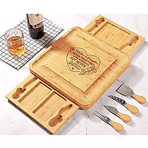 Fimibuke Gifts for Mom - Christmas Mom Gifts from Daughter Son Kids Husband Bamboo Best Mom Gift Cheese & Charcuterie Board Kitchen Cooking Serving Tray Xmas Birthday Present for Women Wife