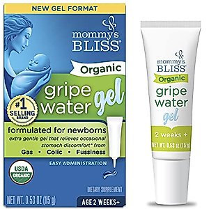 Mommy's Bliss Organic Gripe Water Gel for Newborns, Extra Gentle Gel, Relieves Occasional Stomach Discomfort from Gas, Colic & Fussiness, Easy Administration, Age 2 Weeks +, 0.53 Oz (45 Servings)
