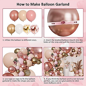Rose Gold Pink Balloon Garland Kit, Pastel Pink Gold Metallic Nude White Balloons Rose Gold Confetti Balloons for Bridal Shower Wedding Girl Birthday Baby Shower Princess Party Decorations…