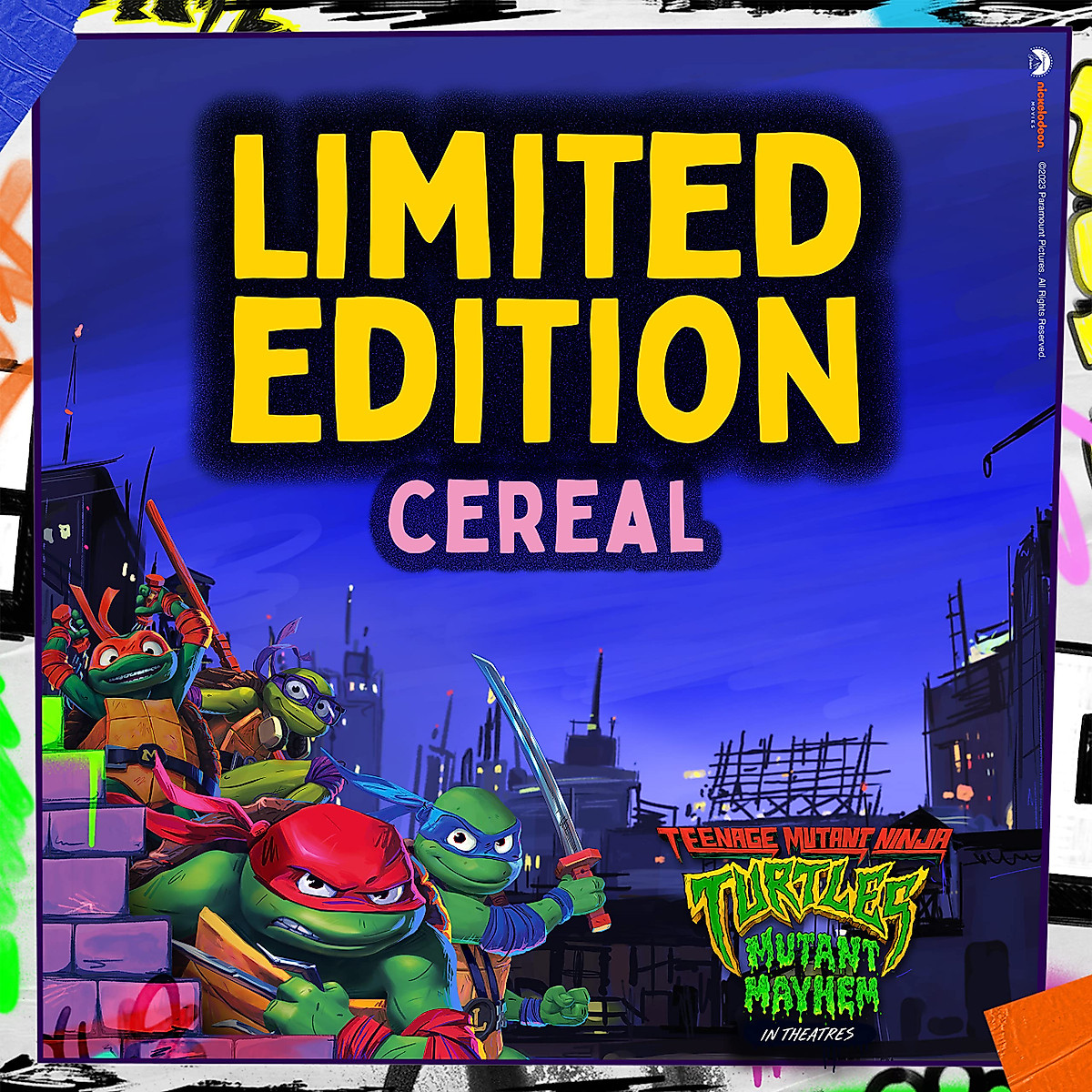 General Mills Teenage Mutant Ninja Turtles: Mutant Mayhem Cinnamon Apple With Marshmallows Breakfast Cereal, Limited Edition, Family Size, 17.8 oz