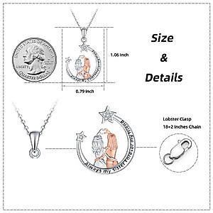 Fryneauy Sister Gifts from Sister Sterling Silver Sister Necklace Sister Pendant Necklace Jewelry Birthday Gifts for Sister Female Women