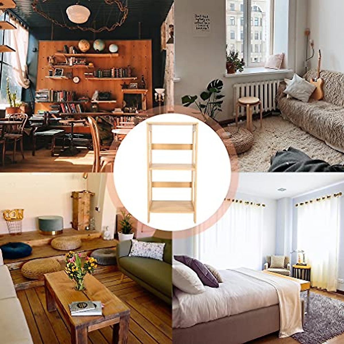 Bookcase Shelf 3 Tier, Small Bookshelf Organizer for Bedroom, Narrow End Table Side Table with Storage Shelves for Books Home Office, Chestnut