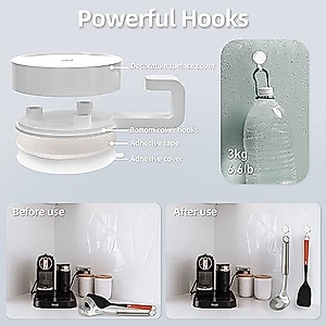 MeesMeek Adhesive Hooks - No Tools, Easy to Use Utility Hooks, Small Sticky Hooks for Hanging Oven Mitts, Kitchenware, Clothes, Towels, Hats, Keys (8 Pack)