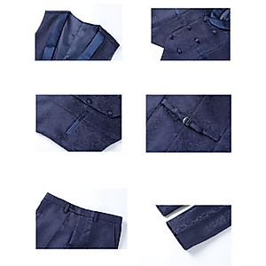 Tuxedo for Men Slim Fit 3 Piece Suit with Bow Tie Shawl Lapel Jacquard Floral Tuxedo Suits for Man Burgundy Size L