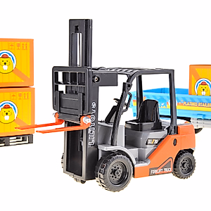 PowerTRC Forklift & Truck Play Set Friction Powered | Warehouse,Construction Pretend Toy Set, Toddler Cars Trucks | Gifts Toy Boys Ages 3-5,6,7,8,9+
