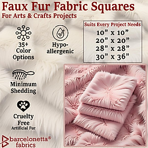 Barcelonetta | Faux Fur Fabric | by The Piece | Pre-Cut | Faux Fur Squares | Fur Fabric for Arts & Crafts, Costume, Decoration, Upholstery, Cushion (White, 10" X 10")