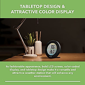 BALDR Wireless Indoor/Outdoor Thermometer - Surface or Wall Mounted Temperature Monitor, 2.5” LCD Display Thermometer with Min/Max Records & Trend Arrows Sign - Portable Home Weather Station (Black)