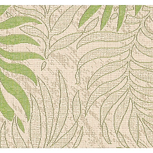SAFAVIEH Courtyard Collection Accent Rug - 4' x 5'7", Cream & Green, Non-Shedding & Easy Care, Indoor/Outdoor & Washable-Ideal for Patio, Backyard, Mudroom (CY7836-14A5)