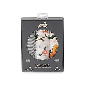 Red Rover Kids Cotton Muslin Swaddle - 47” x 47”- 100% Cotton – Machine Washable – Softer with Every Wash – Playful Designs - Soft, Breathable & Lightweight – Unisex - 3 Pack (Peachy)