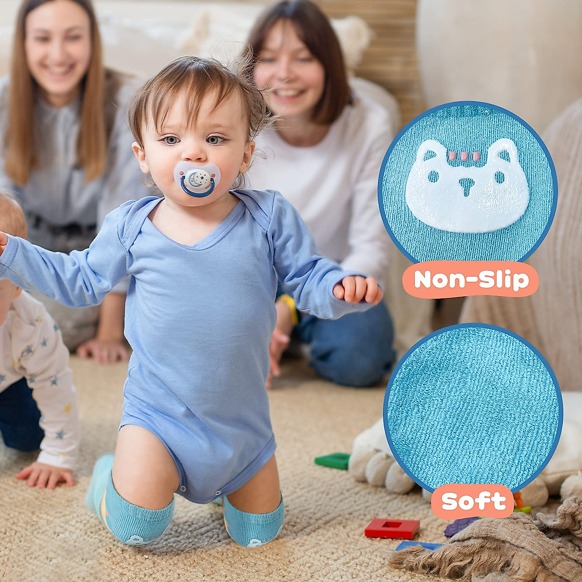 BOSONER Baby Knee Pads for Crawling,6 Pairs Crawling Anti-Slip Knee,Knee Protectors Unisex Babies Girl Boy Infant Toddlers Kneepads