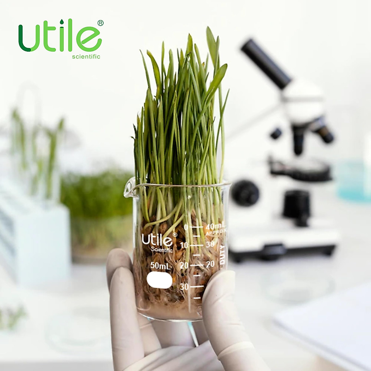 Utile 50ml Beaker Shot Glasses, 24pcs of 1.7oz Low Form Glass Beakers Set, Borosilicate 3.3 Glass Chemical Beaker with Printed Graduation, 4000.0050.24