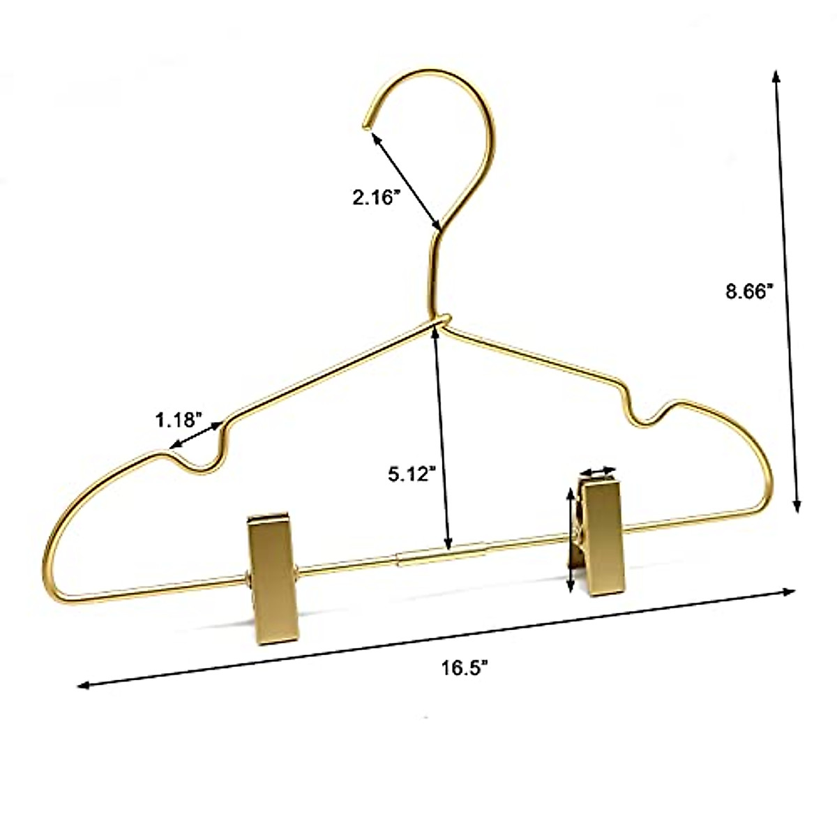 Koobay 16.5” Adult Gold Metal Clips Clothes Clothes Hangers,30 Pack, Coat Suit Standard Hangers Display Storage Organization