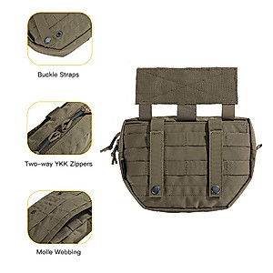 EXCELLENT ELITE SPANKER Tactical Drop Dump Pouch Molle Tool Pouch with Hook & Loop Carrying Kit Bag for Tactical Vest Chest Rig(Ranger Green)