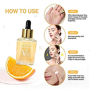 BREYLEE Vitamin C Serum for Face & Eye (1.4 oz) for Brightening Skin,Dark Spot Remover,Reduce Wrinkle,Anti Aging Serum,Moisturizer Brightening Serum with Hyaluronic Acid,Vitamin E,Retinol,Nicotinamide