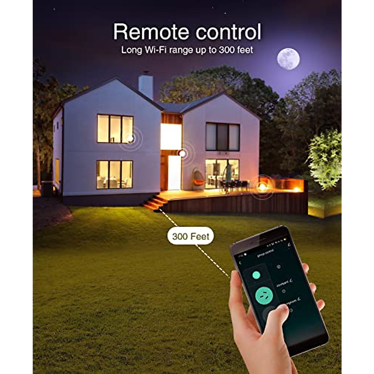 GHome Smart Outdoor Plug, Wi-Fi Smart Outlet Compatible with Alexa and Google Assistant, Remote Control Timer Schedule IPX4 Weatherproof Light Plug, No Hub Required, black