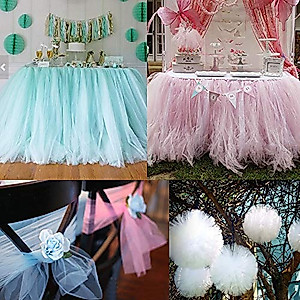 IDEALHOUSE Tulle Rolls, 6 Inch x 200 Yards (600FT) White Tulle Fabric Spool/Roll, Wedding Tulle for Tutu Skirt Fabric Wedding Party Gift Decorations