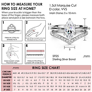 Michooyel 1.5ct Marquise Cut 2in1 Women's Engagement Ring Simulated Diamond Wedding Bands Ring Bridal Set Sterling Silver Promise Ring For Women