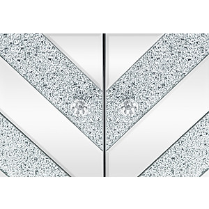 LUMISOL Silver Mirrored Cabinet, Modern Sideboard Cabinet for Entryway Living Room, Floor Cabinet with Crystal Design Handle, Accent Cabinet, Silver White