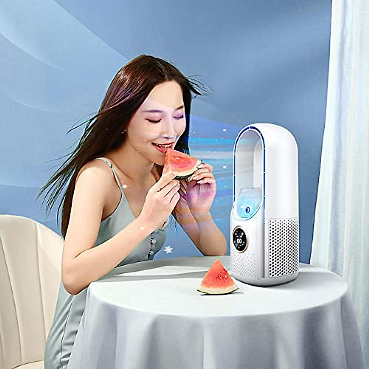 TREGOO Leafless Tower Fan, Bladeless Fan, Remote Control, Fan Touch Controls Fans Electric Quiet Fan Oscillating Standing Fan Evaporative Air Cooler