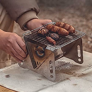 BBQ Grill Outdoor Gas grill Outdoor Portable BBQ Camping Grill Folding Compact Stainless Steel Charcoal Barbeque Grill Detachable Bonfire Grill Stove