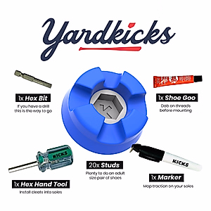 Yardkicks Traction Kit: DIY Baseball Softball Cleats for Your Shoes - Transform Sneakers Into Custom Cleats - Unisex Spikes - 20 Studs - Ideal Gift for Ball Players & Kids to Boost Field Traction
