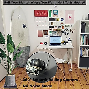 Dcpes Plant Roller Base, 5 Hidden Wheels, 12Inch Square Rolling Plant Stand with Invisible Casters, Heavy Duty Planter Caddies, Indoor Plant Dolly, Dark-Grey 2Pack